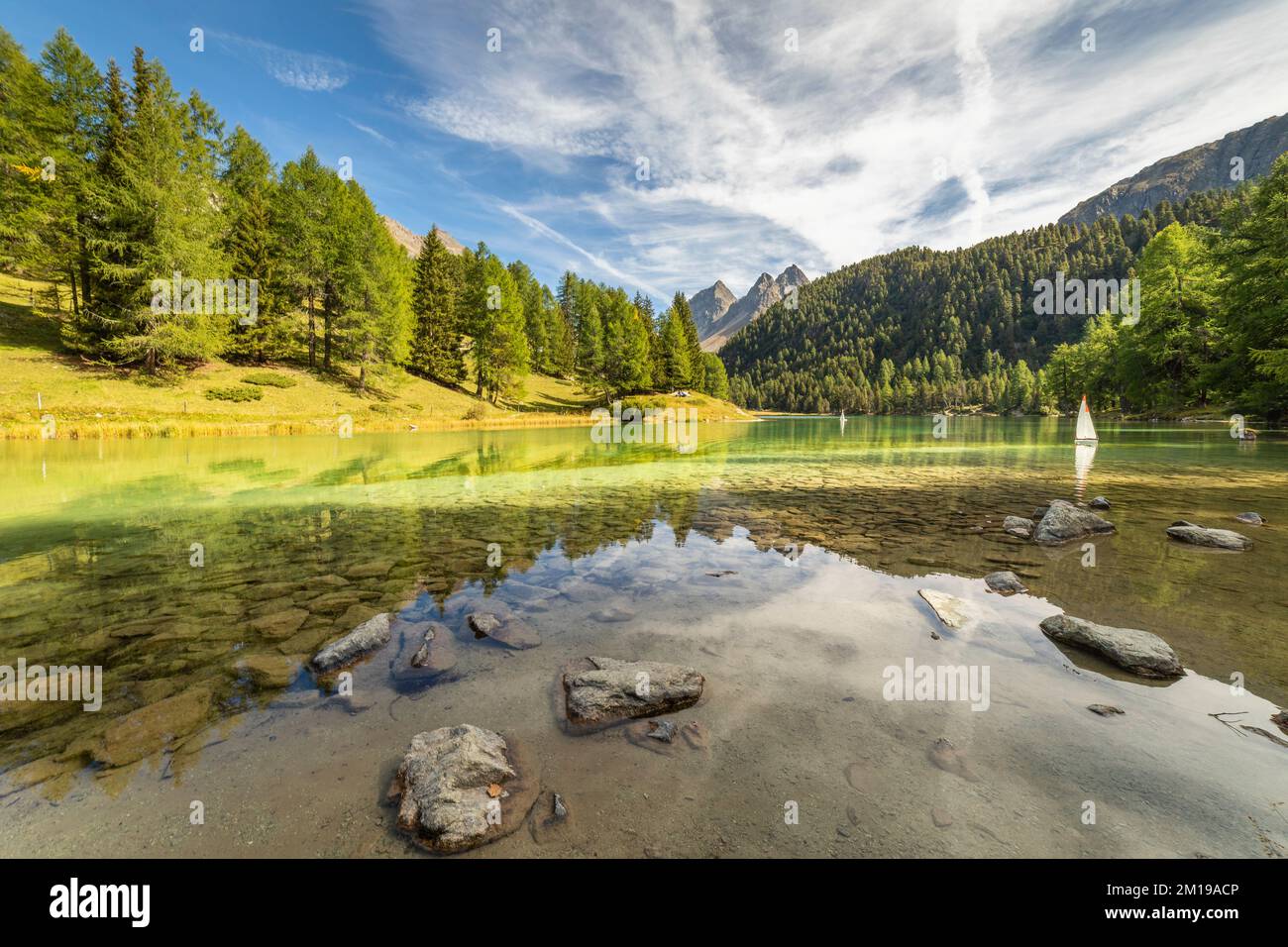 Alpine Lake Palpuogna at Albula Pass in Graubunden alps, Grisons ...
