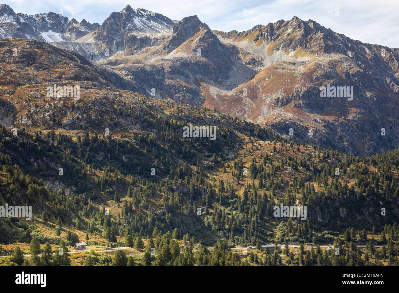 Dramatic landscape of swiss alps in upper Engadine, Graubunden ...