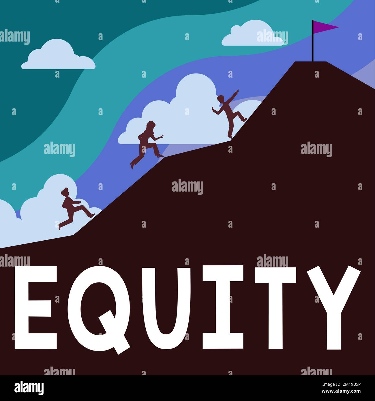 Conceptual caption Equity. Business concept quality of being fair and ...