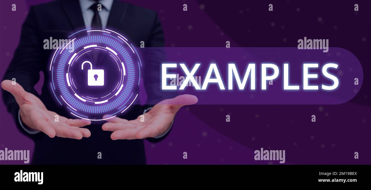 Text caption presenting Examples. Business overview photo Sample Model ...