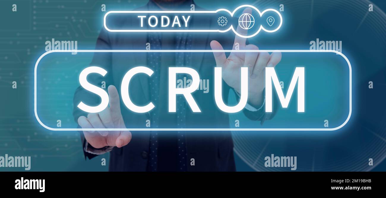 Sign displaying Scrum. Business concept handwriting as distinct from ...