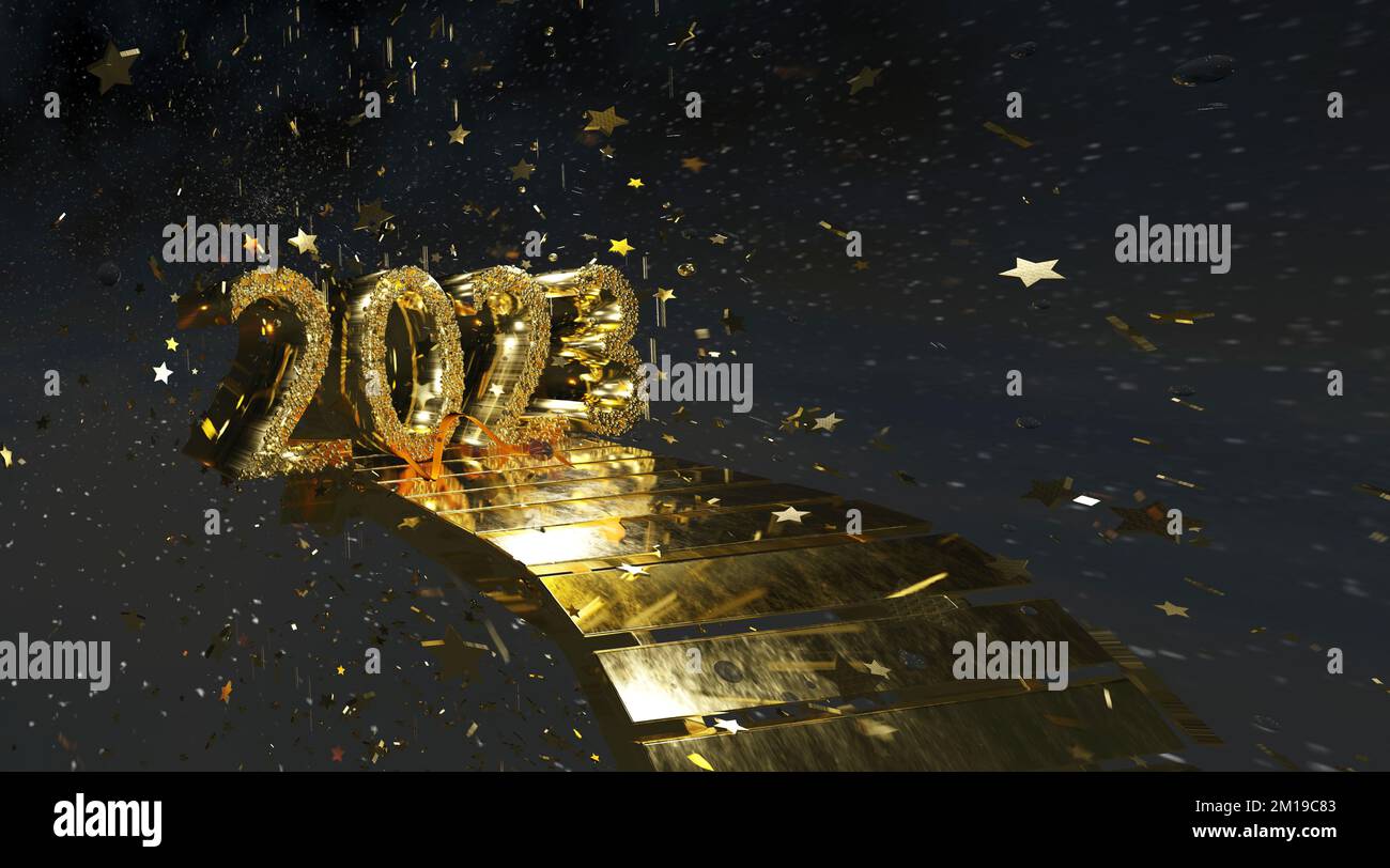 2023 date golden text with stairs. New year's background Stock Photo ...