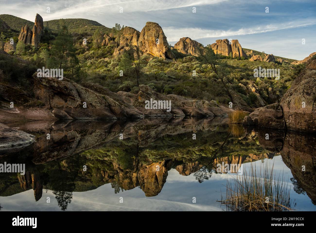 Still Water In Bear Gulch Reservoir in Pinnacles National Park Stock ...