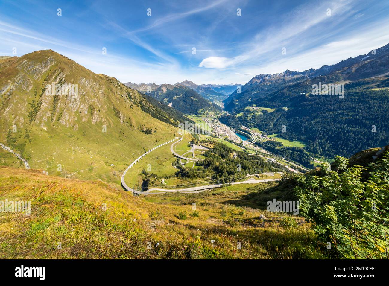 St. Gotthard mountain pass, dramatic road with swiss alps, Switzerland ...
