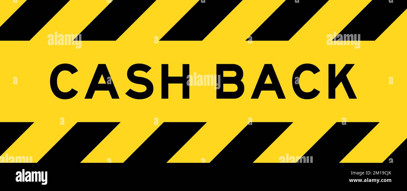 Yellow and black color with line striped label banner with word cash ...