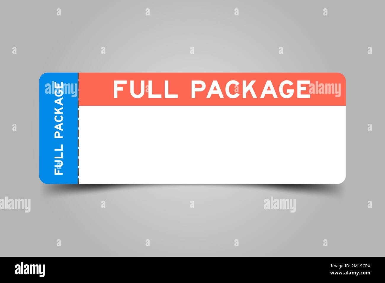 Blue and orange color ticket with word full package and white copy ...