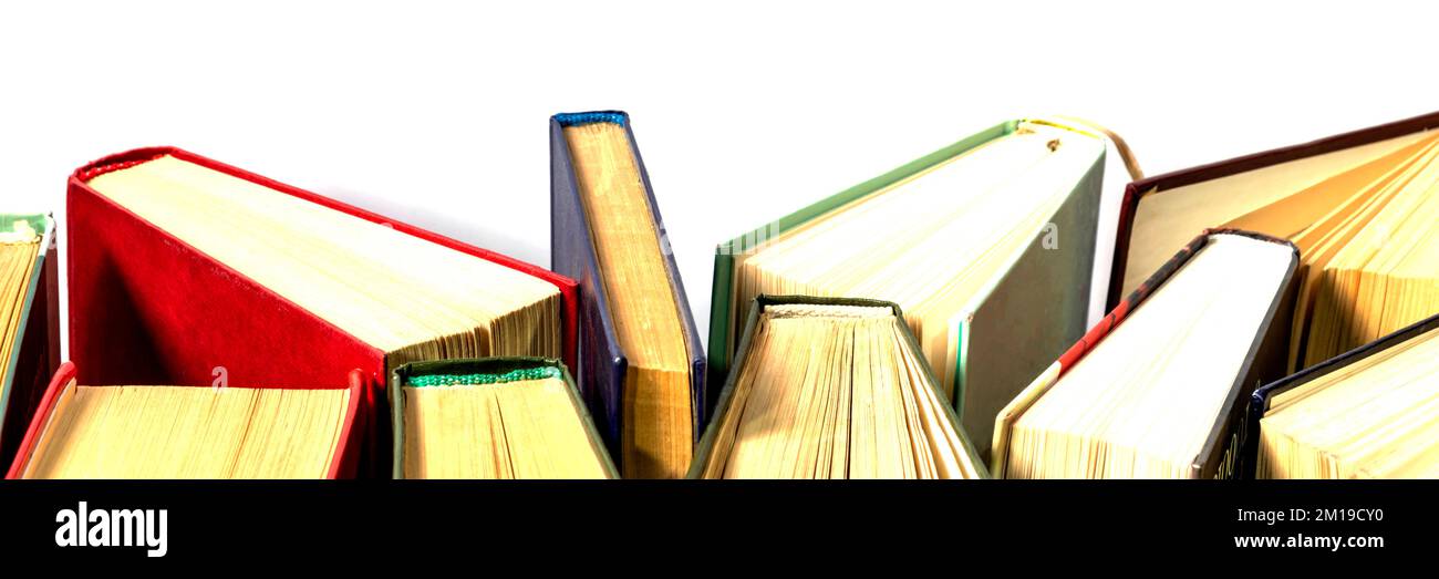 Background from books. Old books in the library. Bookstore, literature ...