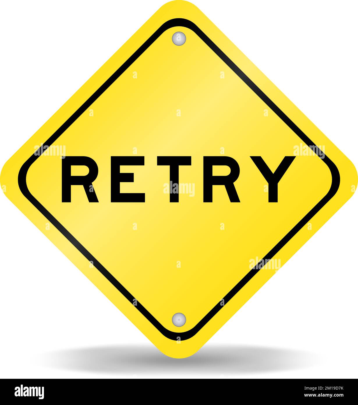 Yellow color transportation sign with word retry on white background ...