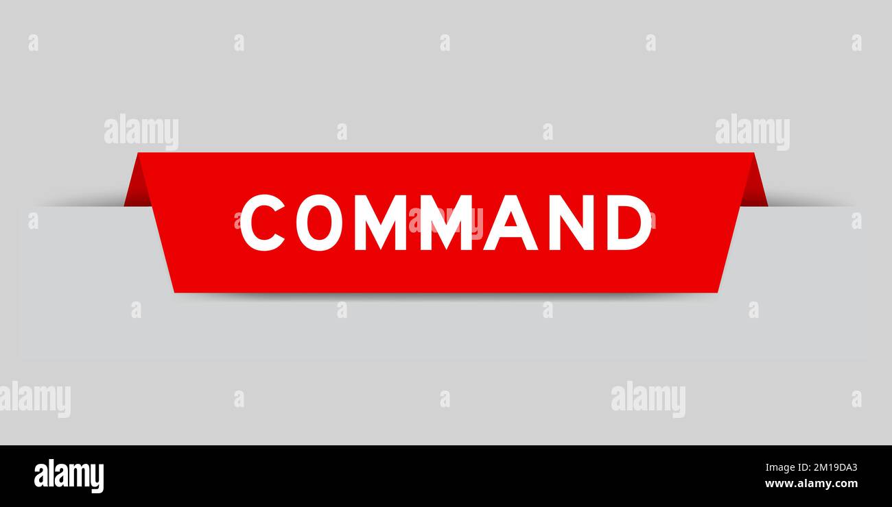 Red color inserted label with word command on gray background Stock ...
