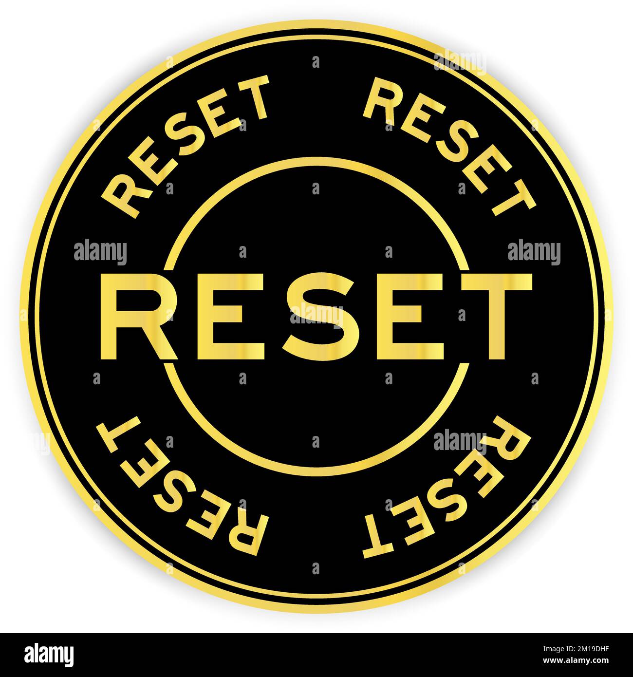 Black and gold color round label sticker with word reset on white background Stock Vector Image ...