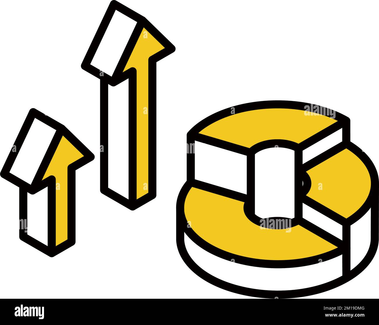 Simple isometric illustration of graphs and arrows, business images ...