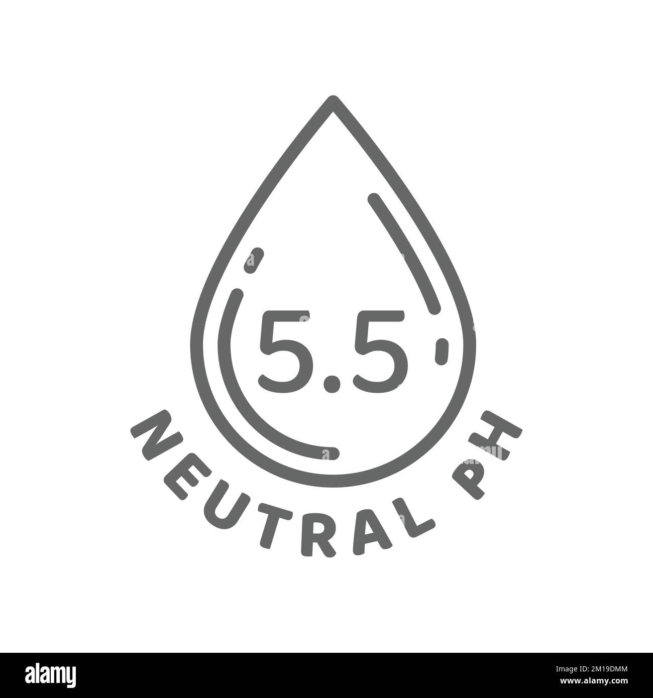 Neutral pH 5,5 vector line label. Water drop and balanced pH outlined ...