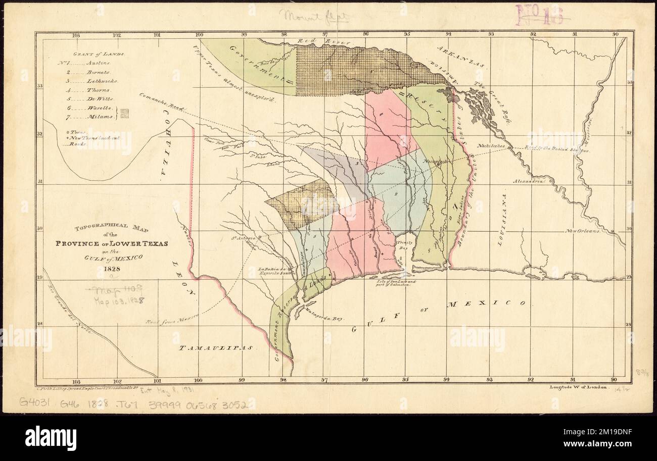 Topographical map of the province of lower Texas on the Gulf of Mexico ...