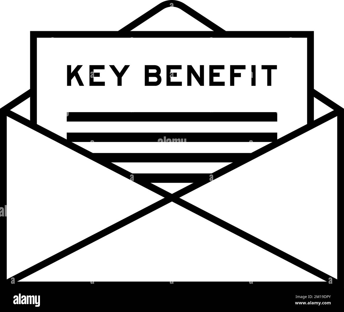 Envelope and letter sign with word key benefit as the headline Stock ...