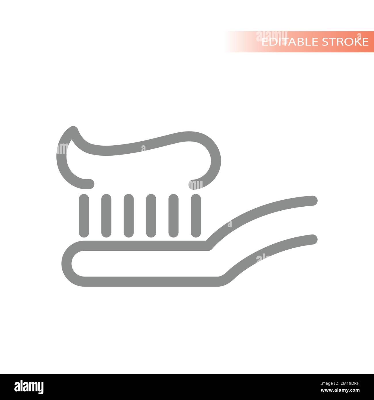 Toothbrush and toothpaste line vector icon. Dental hygiene outlined ...