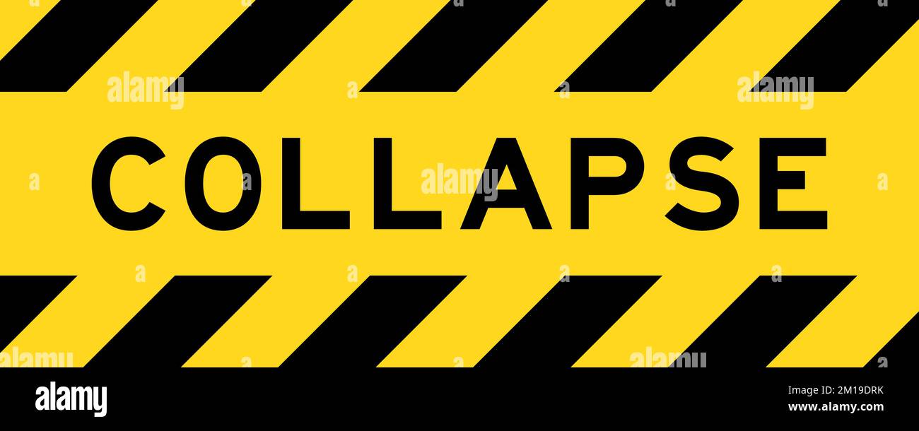 Yellow and black color with line striped label banner with word ...