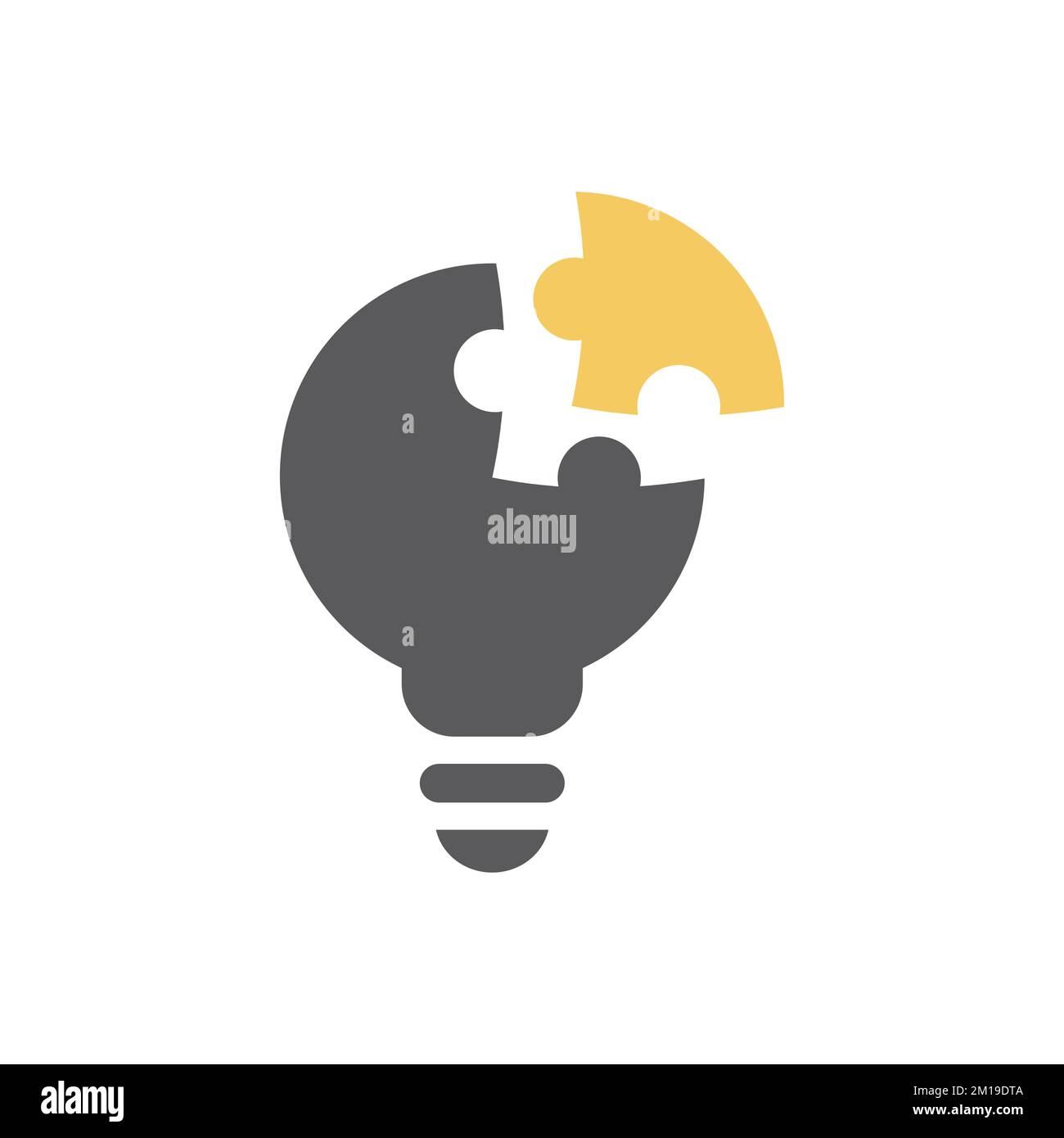 Light bulb and puzzle piece vector icon. Lightbulb business solution and idea symbol Stock ...