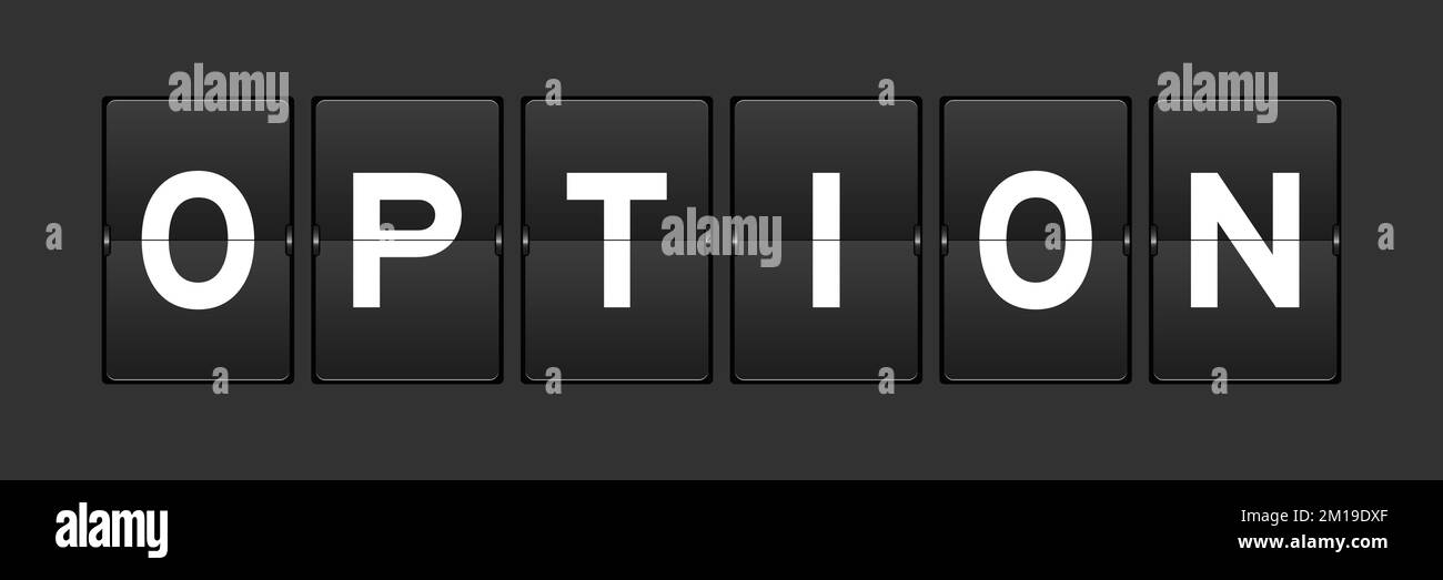 Black color analog flip board with word option on gray background Stock ...