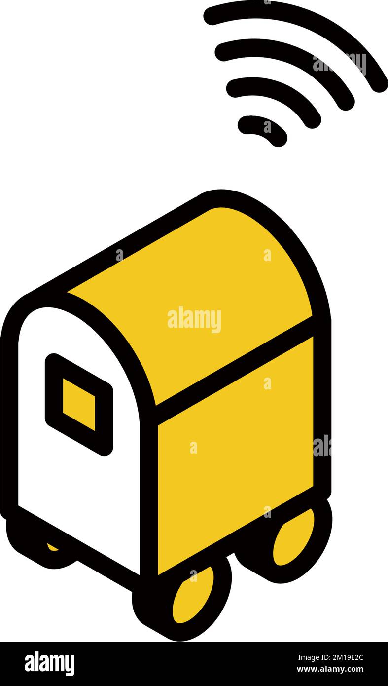 Simple isometric illustration of a delivery robot, transportation ...