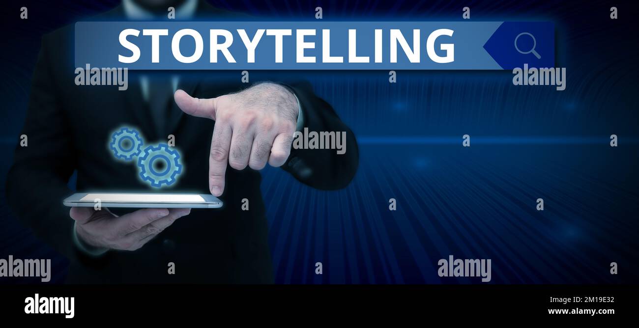 Text showing inspiration Storytelling. Concept meaning social and ...