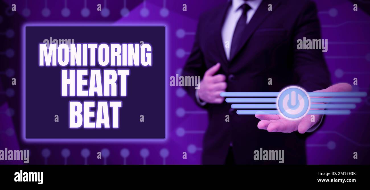 Sign displaying Monitoring Heart Beat. Internet Concept Measure or ...