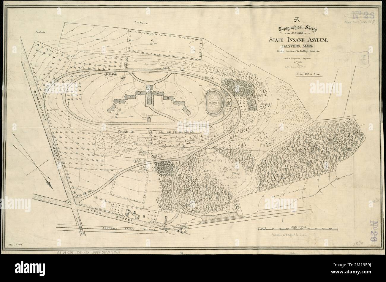 Topographical sketch of the grounds of the State Insane Asylum, Danvers ...