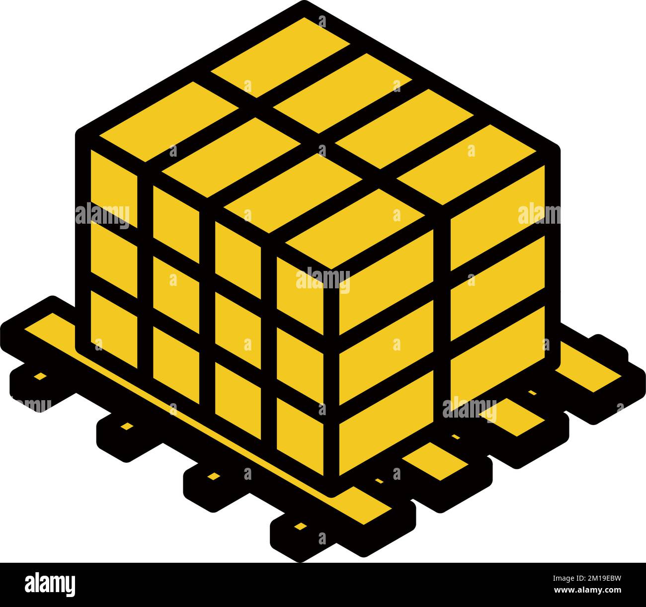 Simple isometric illustration of loads on pallets, logistics ...