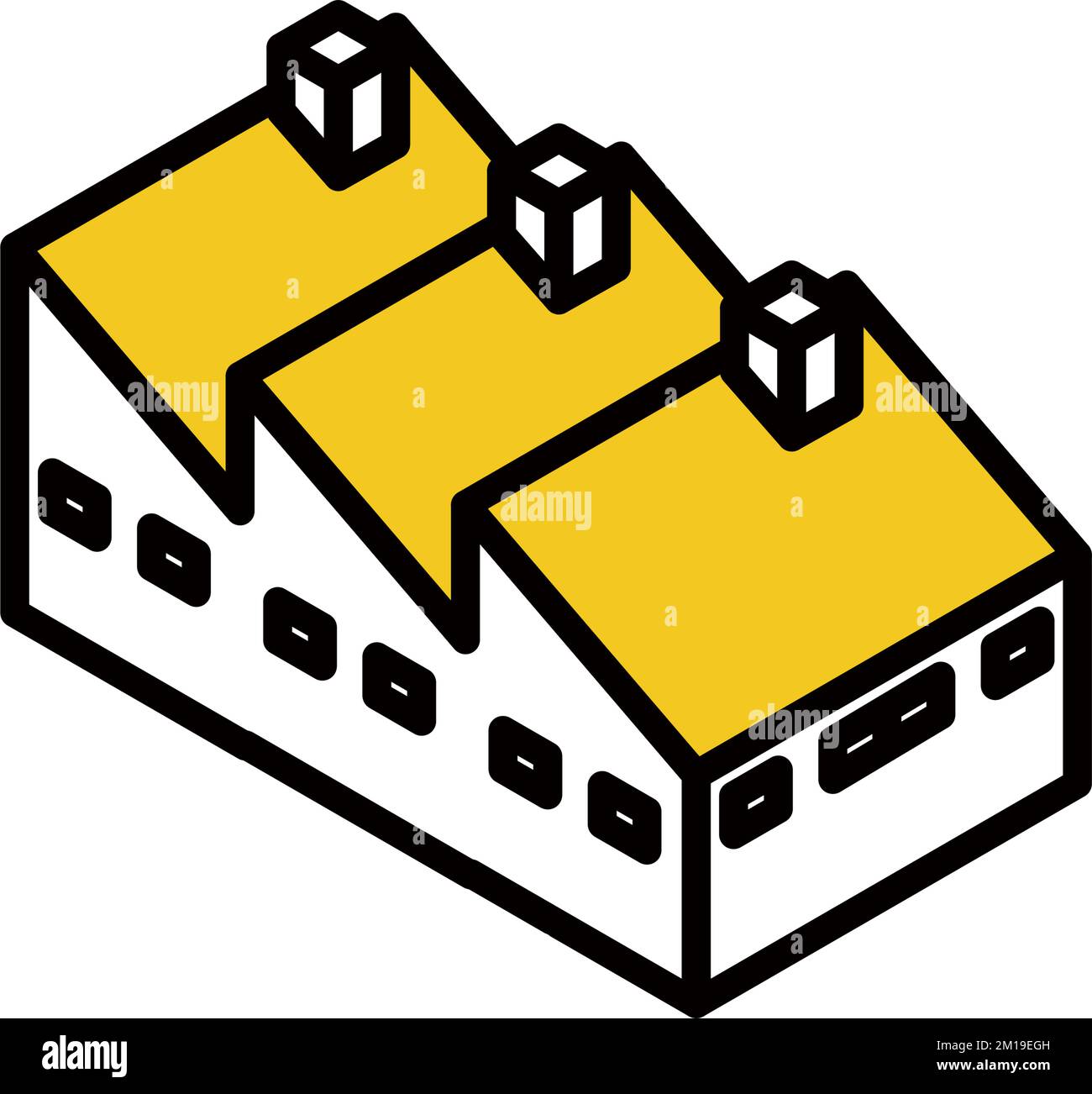 Simple isometric illustration of a factory, manufacturing, logistics ...