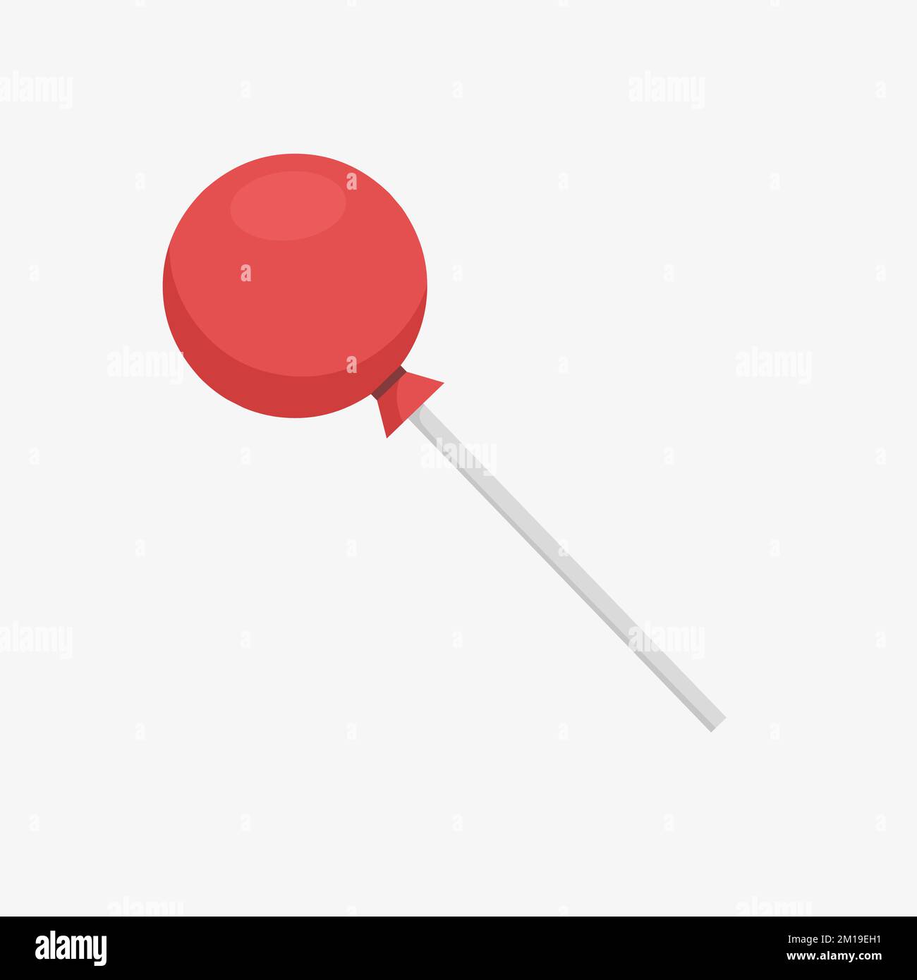 A red-wrapped lollipop flat vector illustration on white background ...