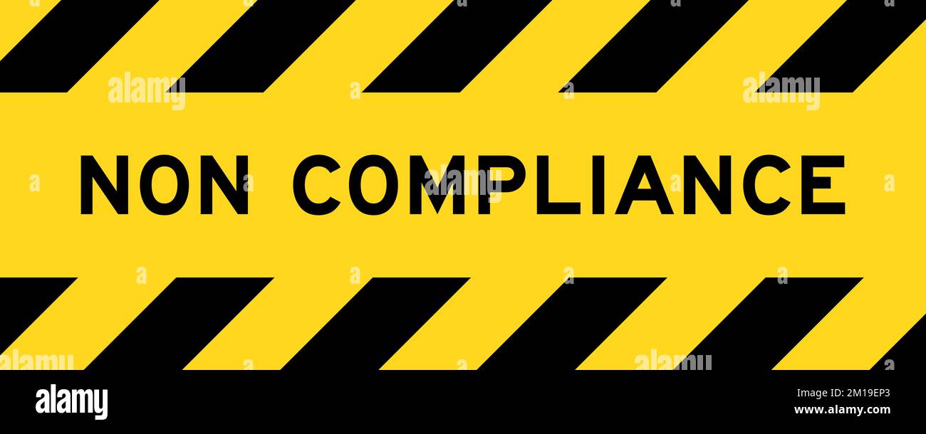 Yellow and black color with line striped label banner with word non ...