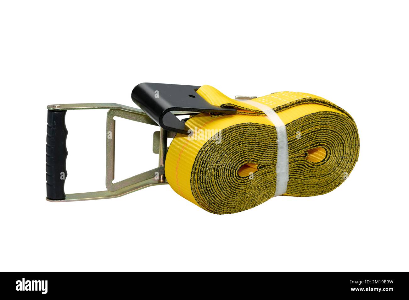 A scroll of a yellow cargo strap with stainless steel buckle for the ...