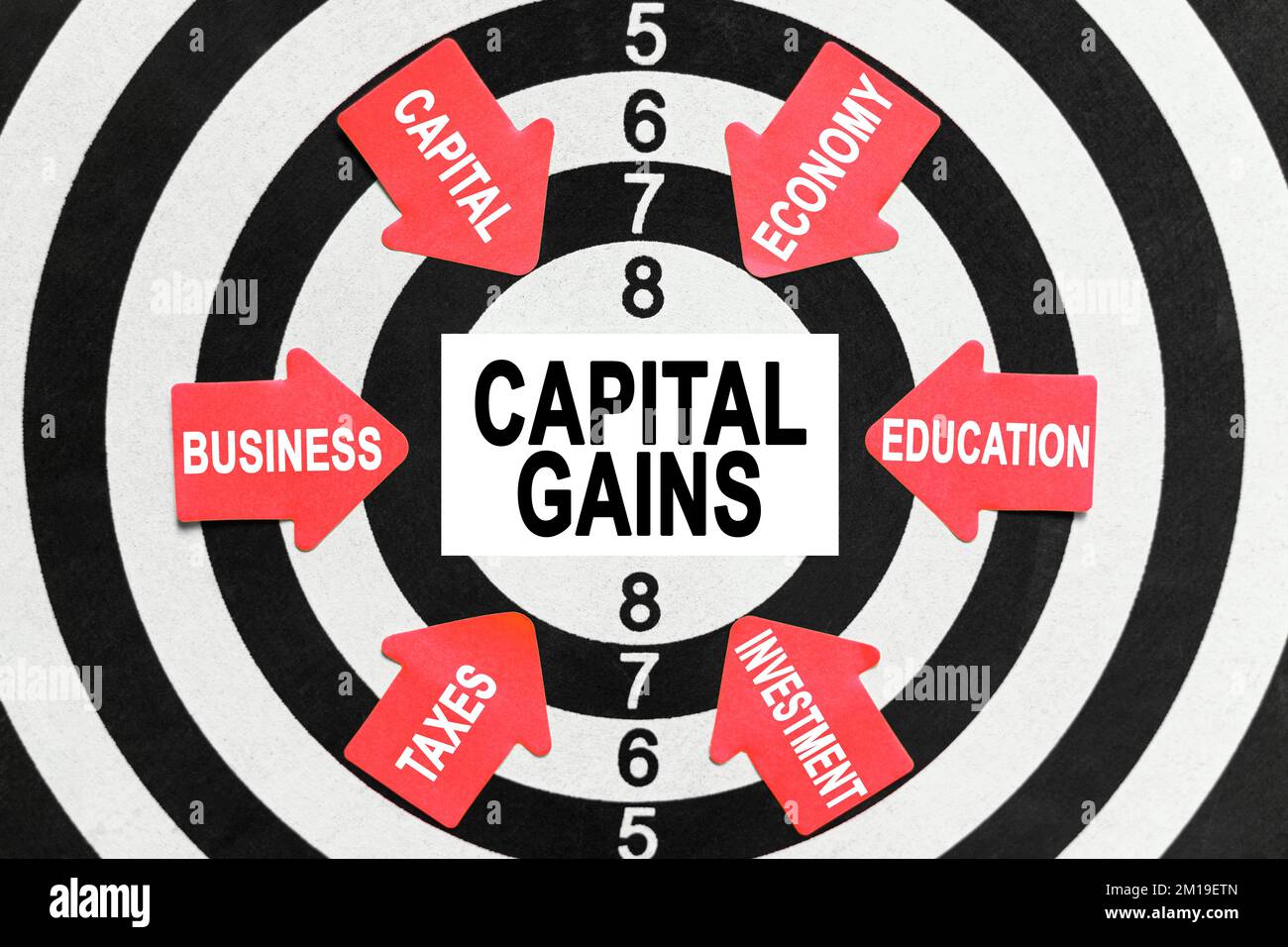 Business and finance concept. On the target, arrows with business ...