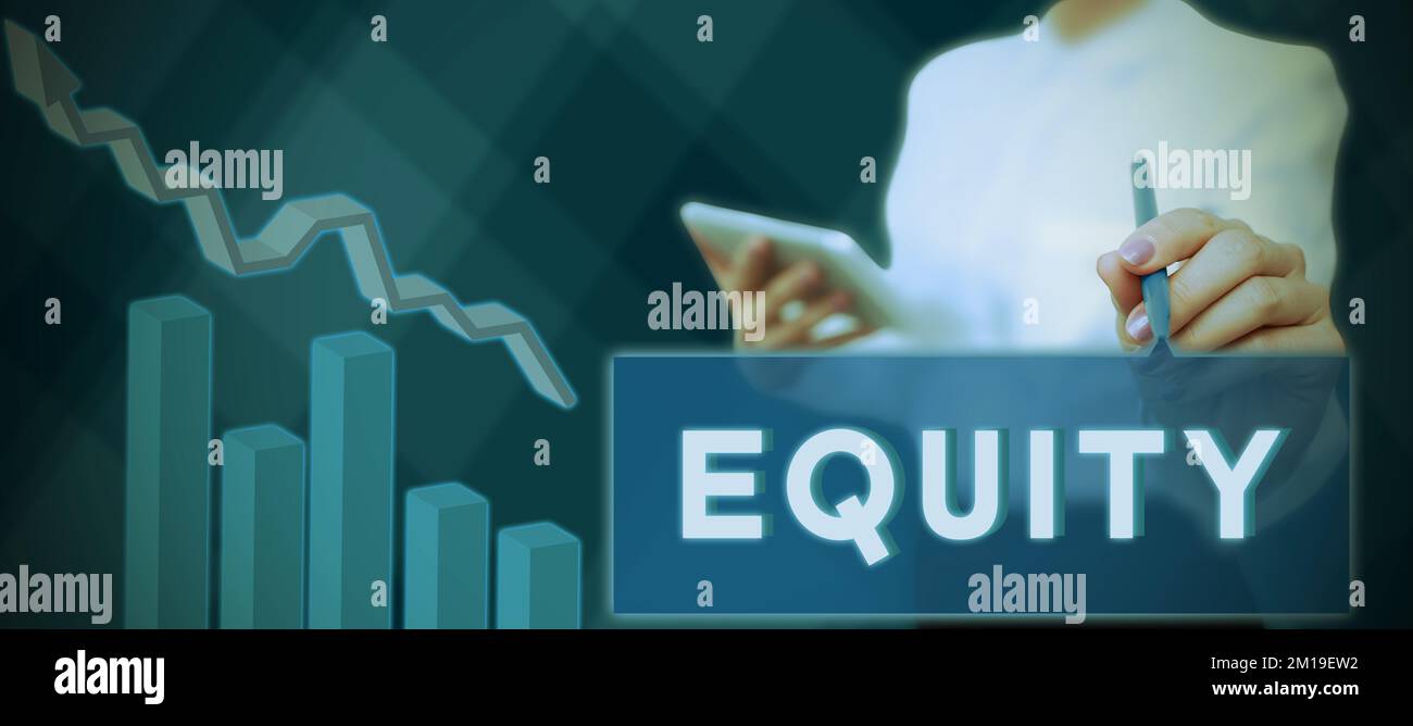 Text sign showing Equity. Word for quality of being fair and impartial ...
