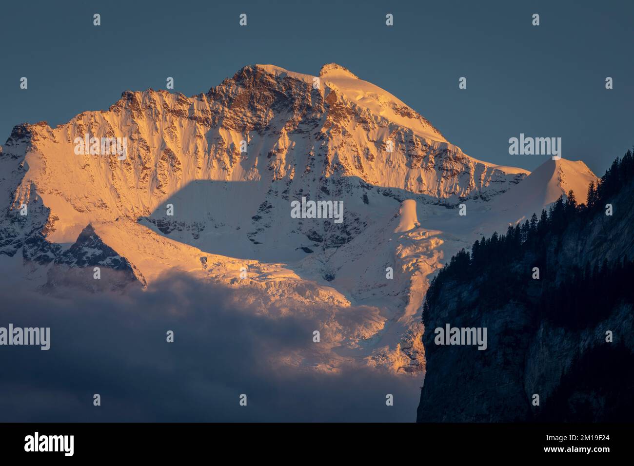Dramatic Jungfrau mountain, Bernese Alps at sunset, Interlaken ...