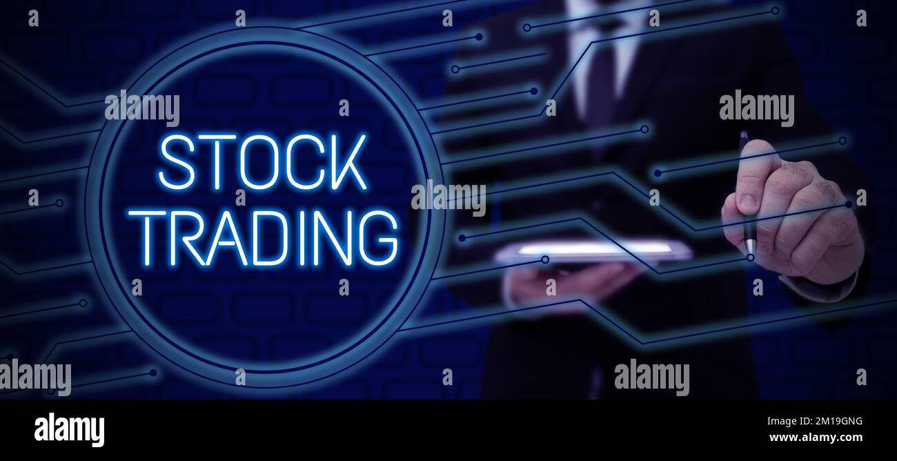 Sign displaying Stock Trading. Internet Concept Buy and Sell of ...