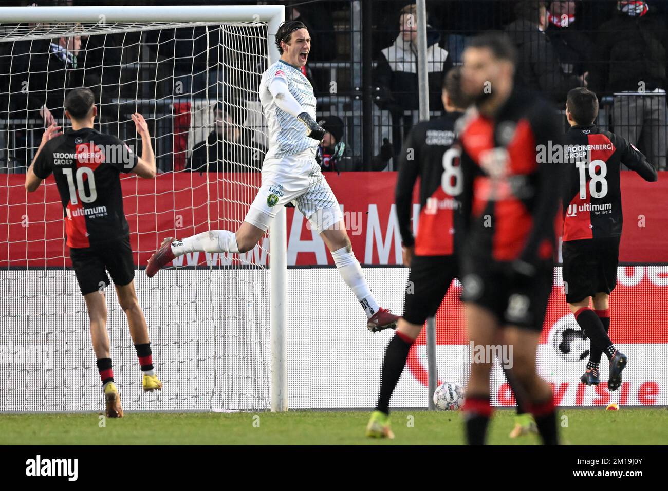ALMERE - ADO Den Haag goalkeeper Hugo Wentges celebrates saving a ...