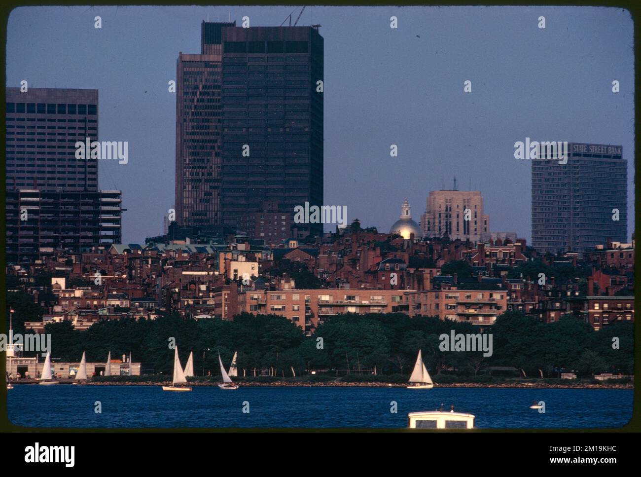 Toward Beacon Hill - sun on State House dome, and Beacon Hill ...