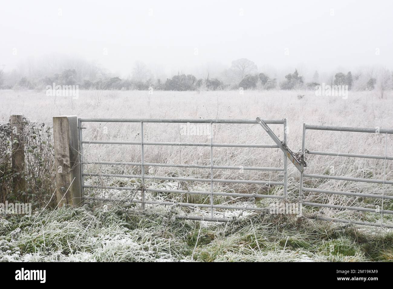 Frosty winter gate scene in Princes Risborough, Buckinghamshire, UK ...