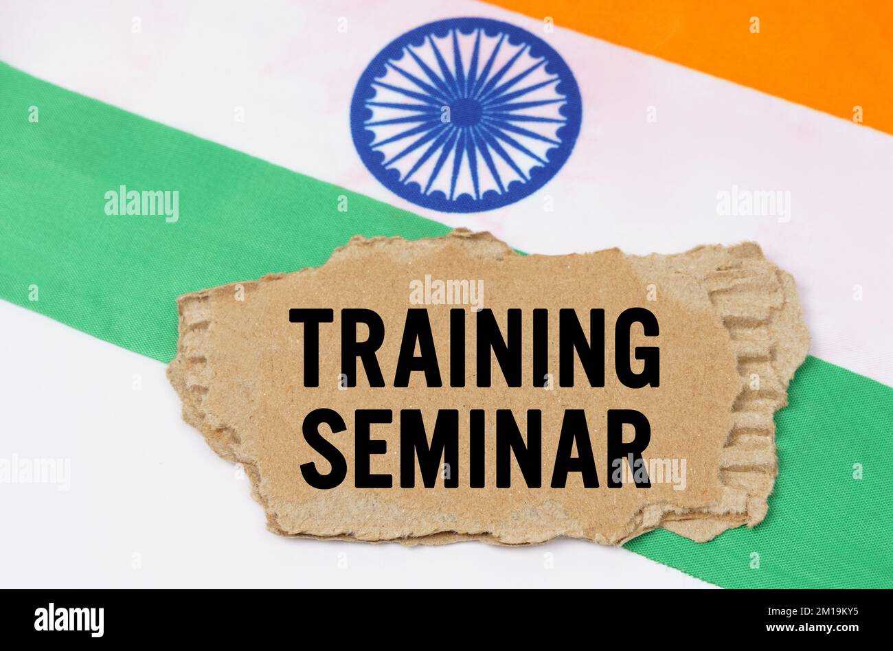 Business and finance concept. The Indian flag has a cardboard box with ...