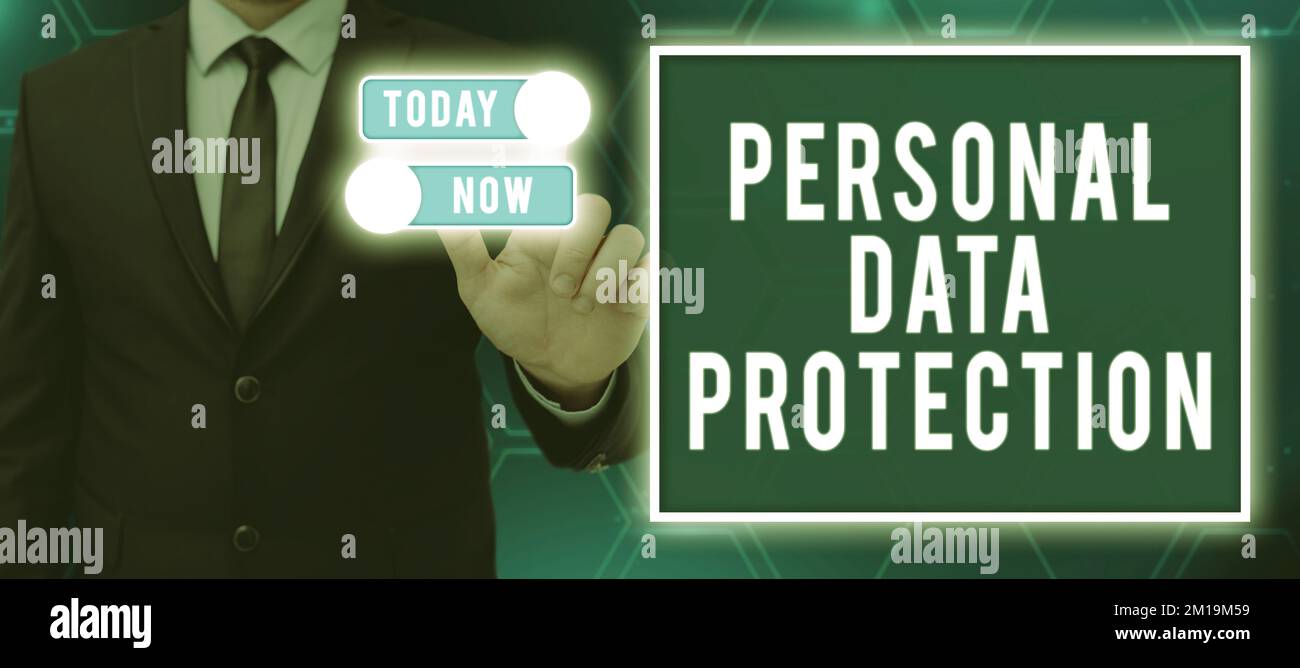 Conceptual caption Personal Data Protection. Concept meaning protecting ...
