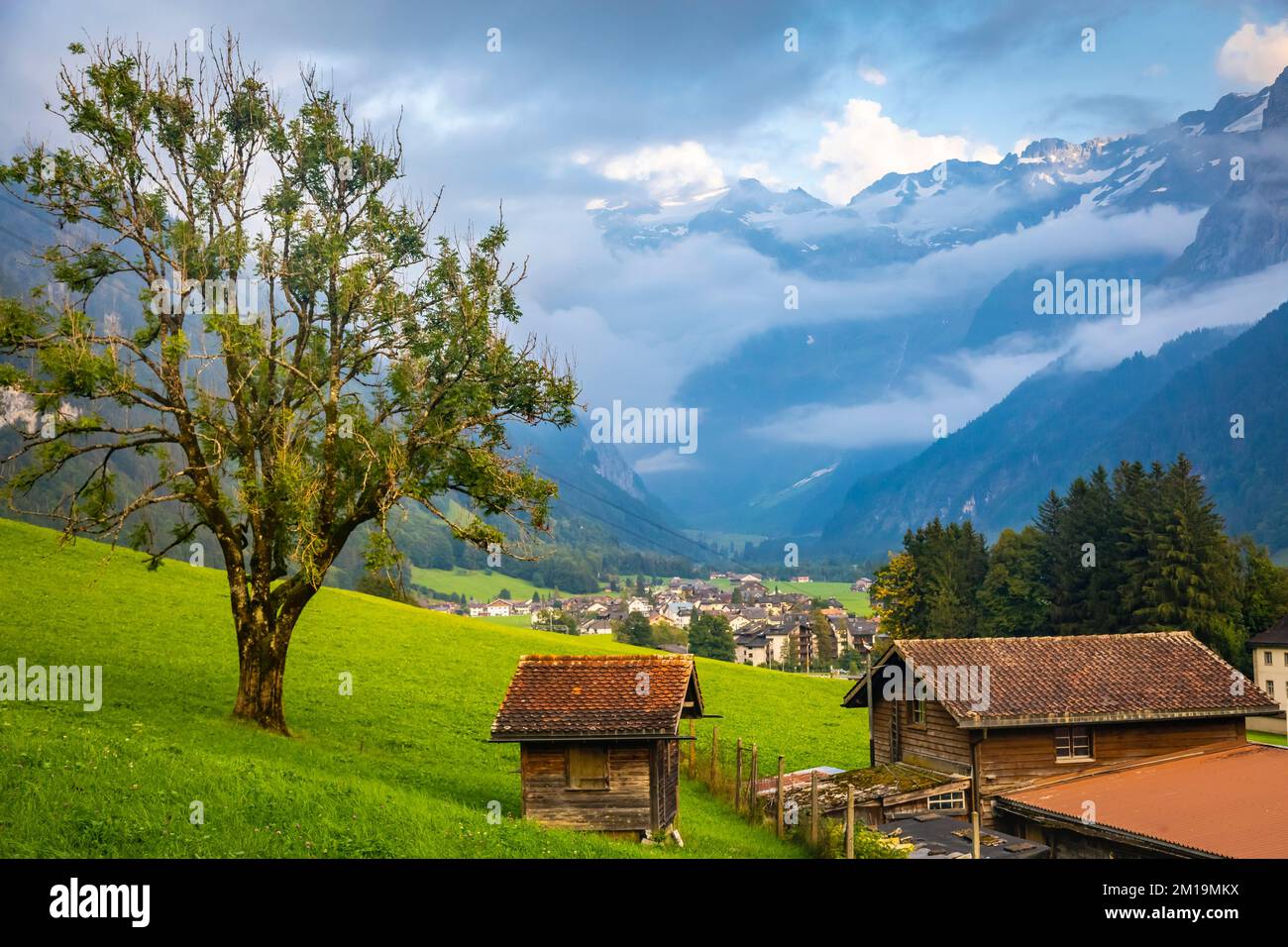 Idyllic landscape of Engelberg village, Obwalden, Swiss Alps ...