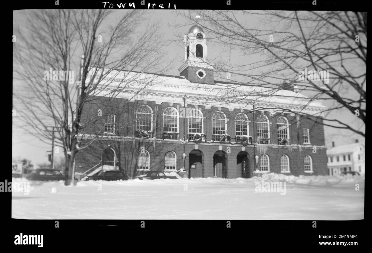 Town Hall , City & town halls, Winter, Snow. Needham Building ...