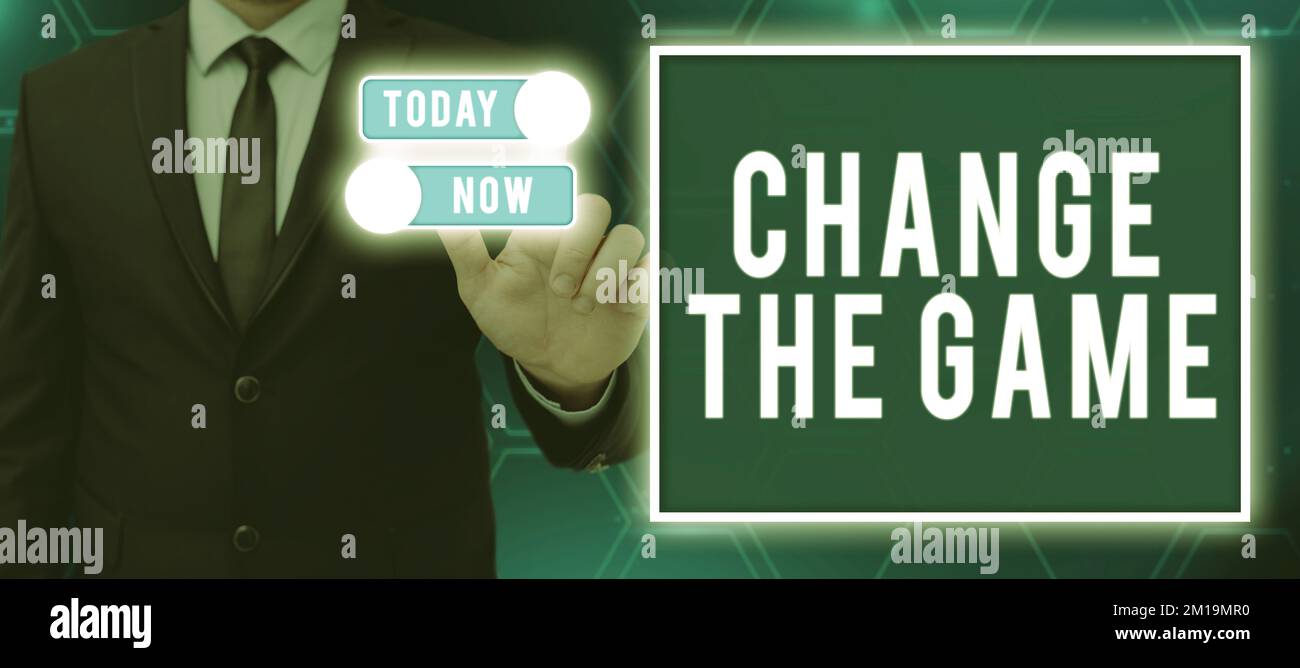 Conceptual caption Change The Game. Business idea adjustment in coarse ...