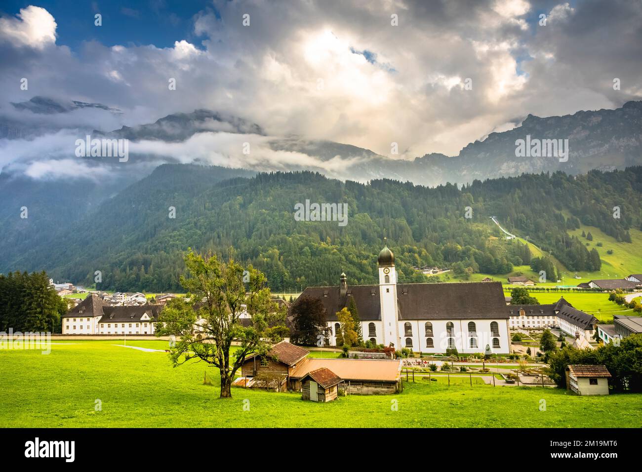 Idyllic landscape of Engelberg village, Obwalden, Swiss Alps ...