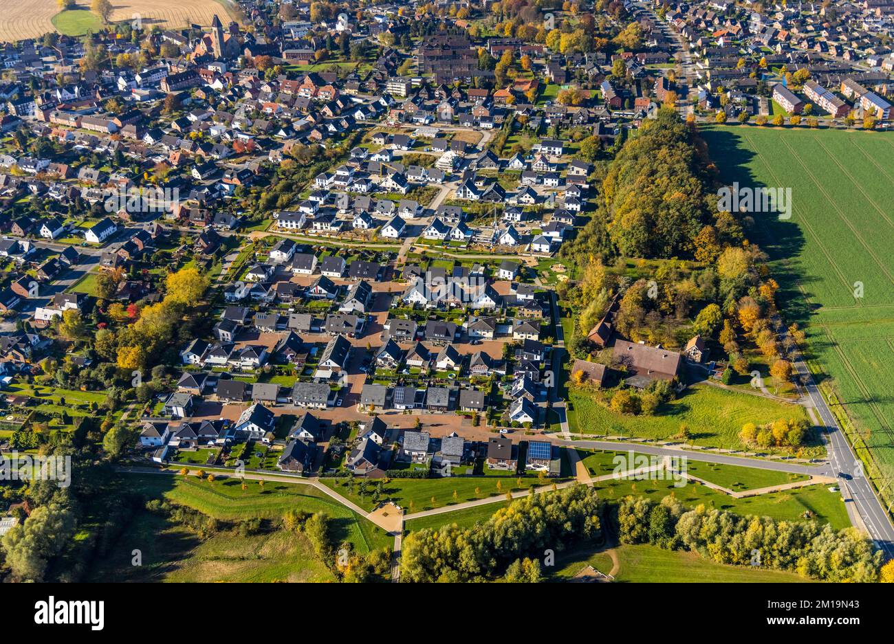 Aerial view, new building residential park Schulze-Everding Everdings ...
