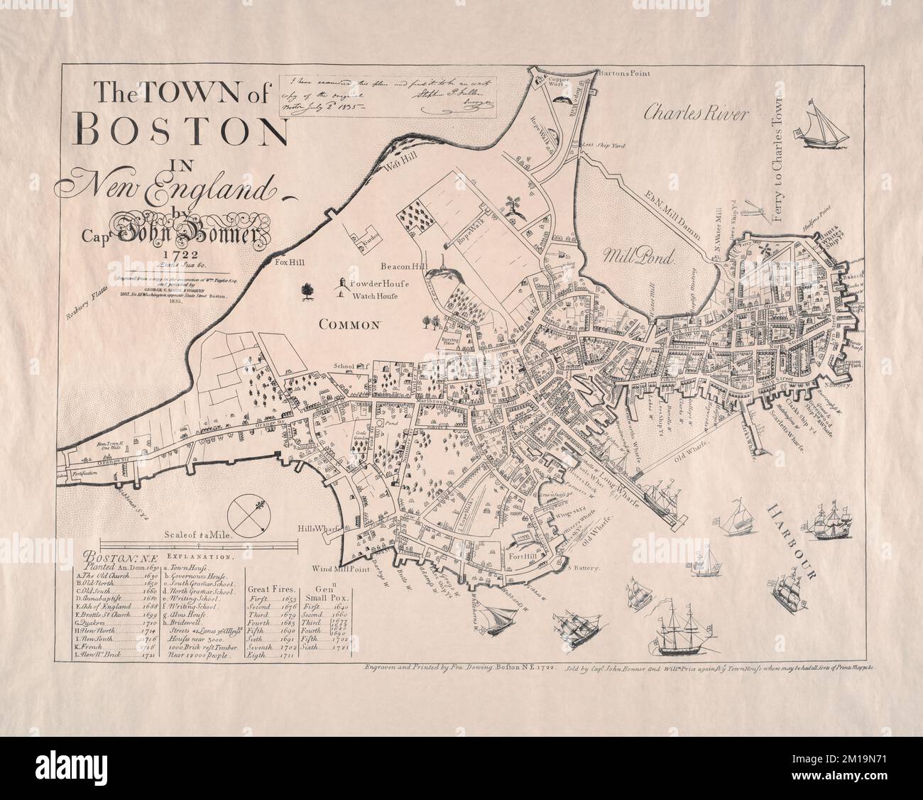 The town of Boston in New England , Boston Mass., Maps, Early works to ...