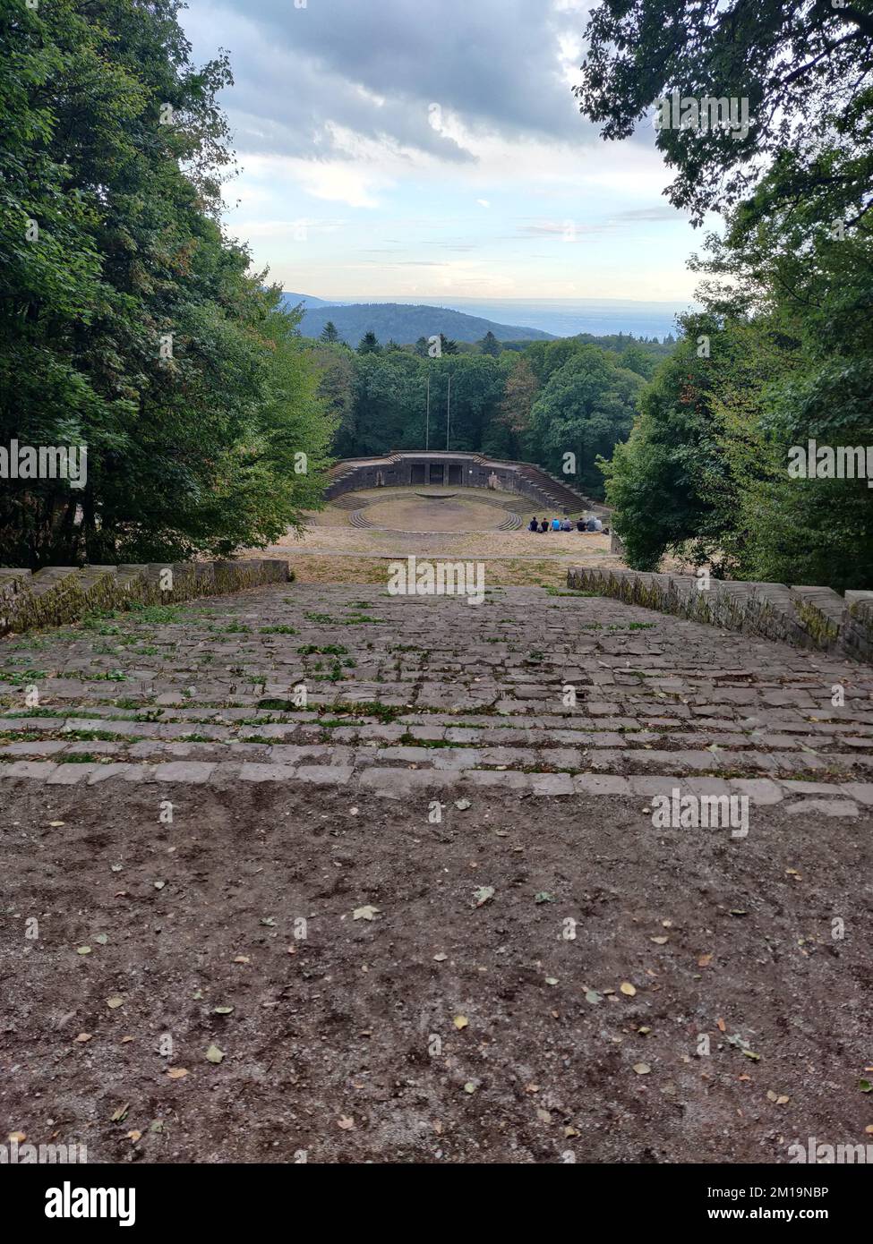 A vertical view of stairs to an open-air theatre of Thingstatte ...