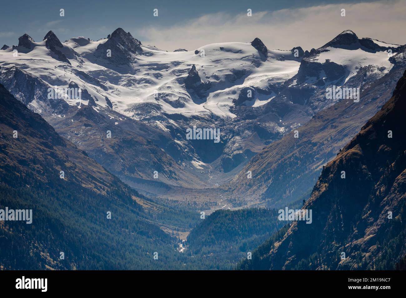 Bernina and Palu mountain range with glaciers in the Alps, Engadine ...