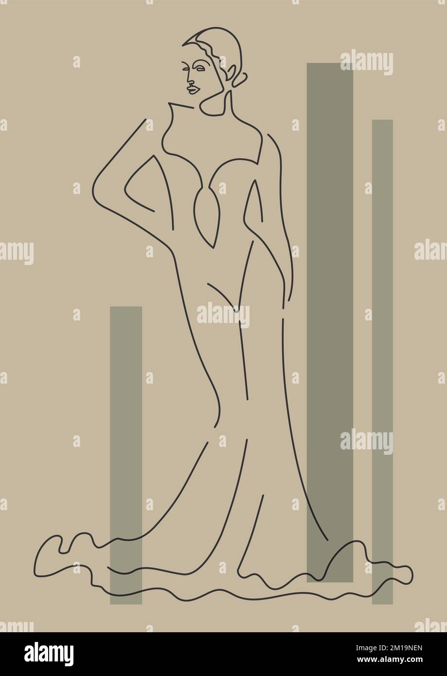 Minimalist illustration with linear model body Stock Vector Image & Art ...