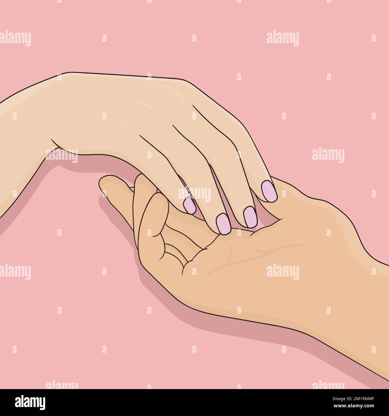 Man touching woman's hand vector illustration Stock Vector Image & Art ...